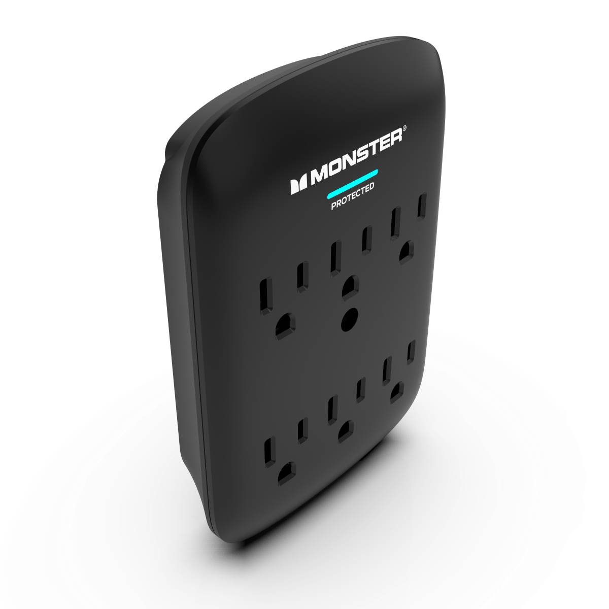 Monster - Wall Tap Surge Protector, 6 AC Ports, Black