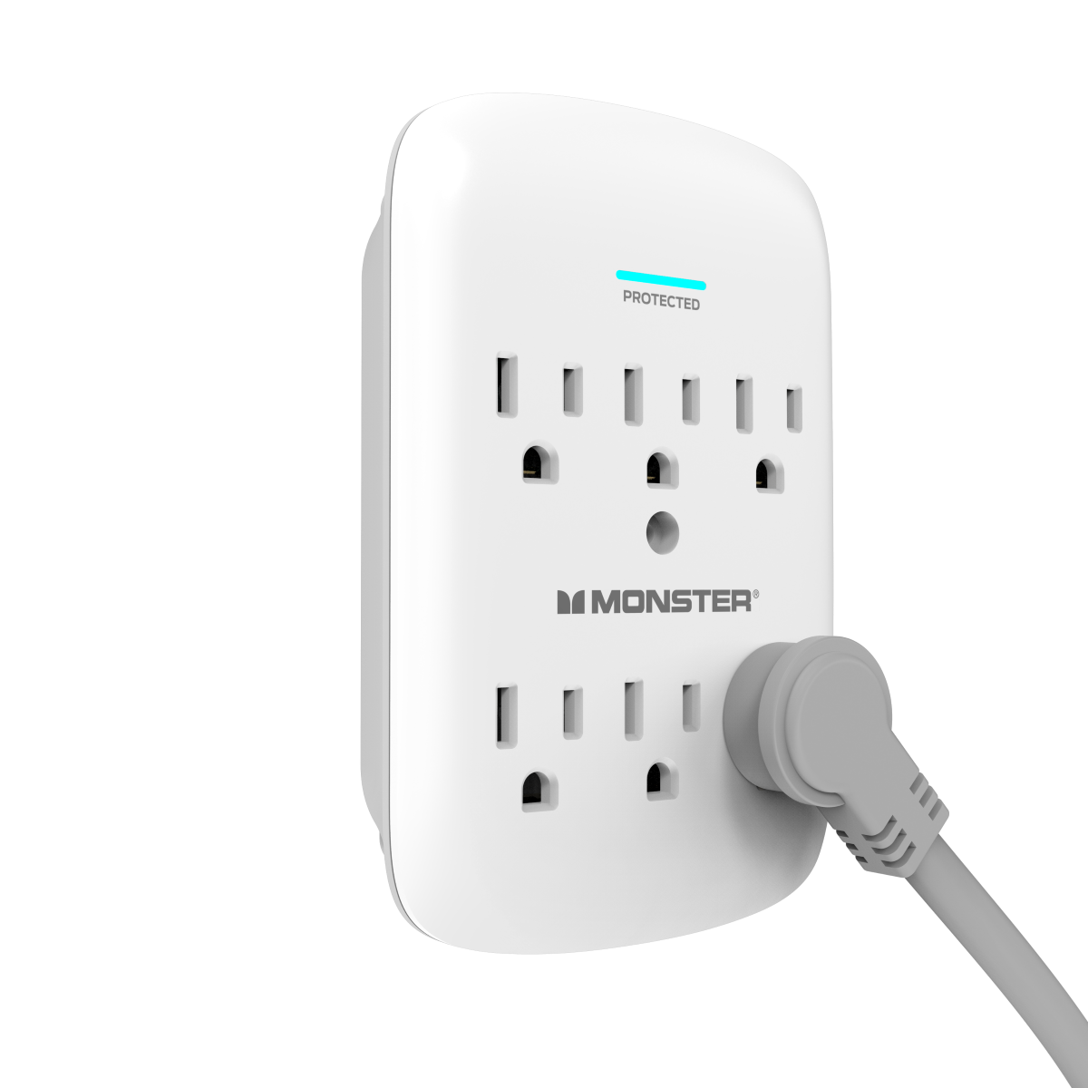 Monster - Wall Tap Surge Protector, 6 AC Ports, White