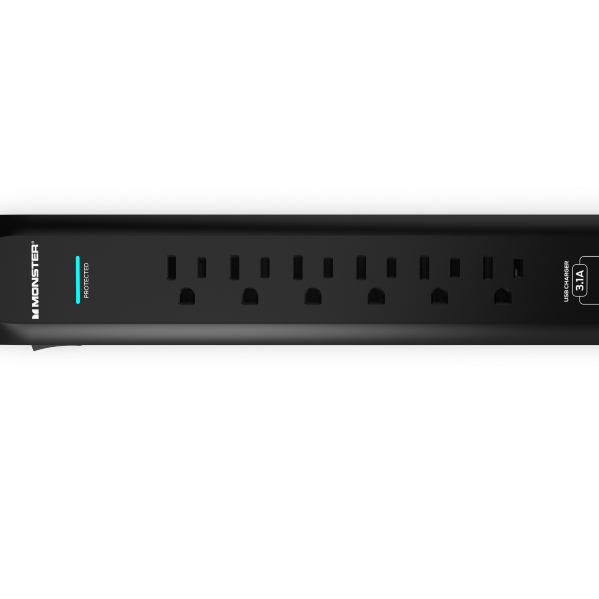 Monster - Power Strip Surge Protector, 6 AC, 2 USB-A, BLK