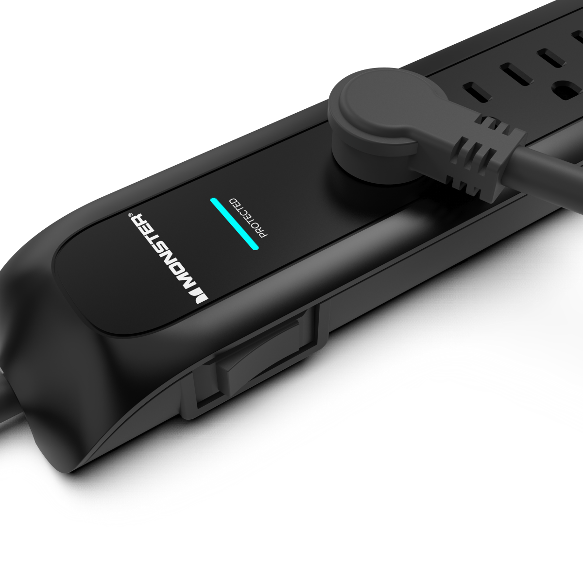 Monster - Power Strip Surge Protector, 6 AC, 2 USB-A, BLK