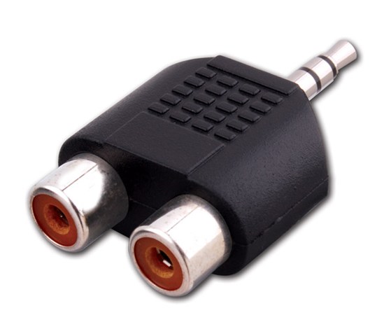 3.5mm Stereo Plug tp (2) RCA Female Jacks Adapter
