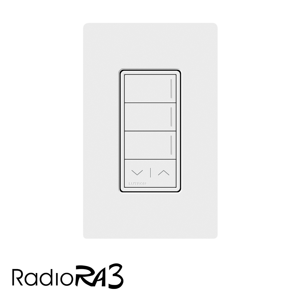 RA3 3-button keypad with raise-lower, Gloss White